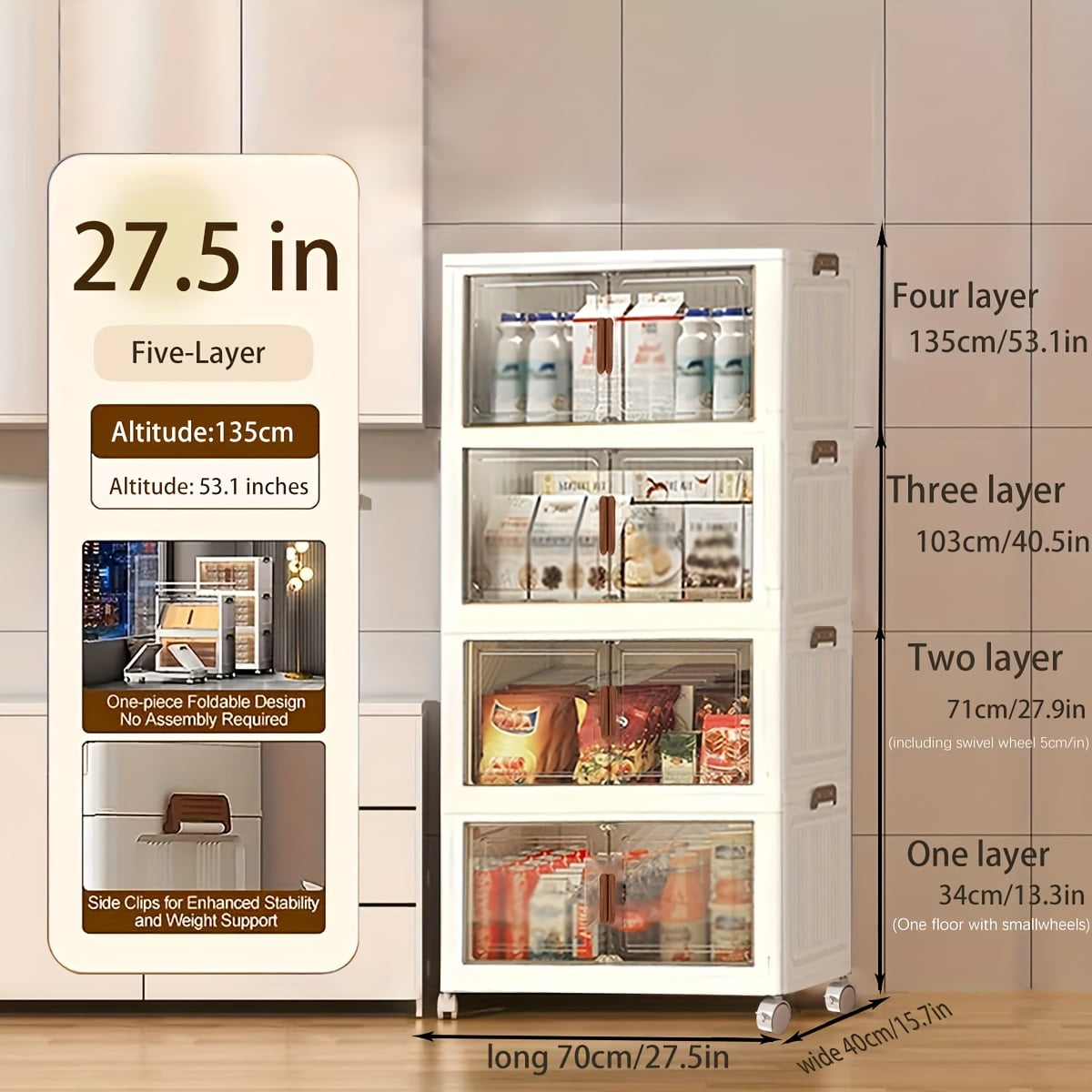 "5-Tier Collapsible Storage Locker - Stackable Plastic Organizer with ...