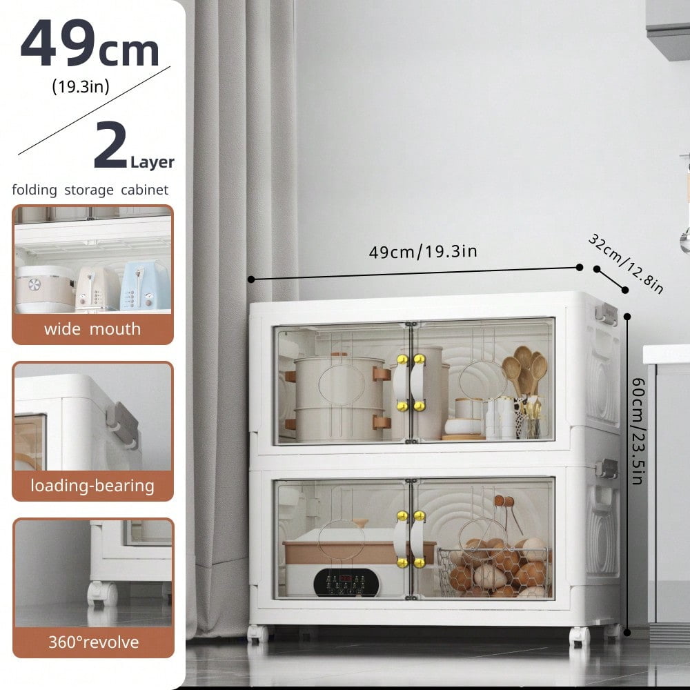 5-Tier Collapsible Storage Tower with Wheels & Dual Doors – XL Foldable ...