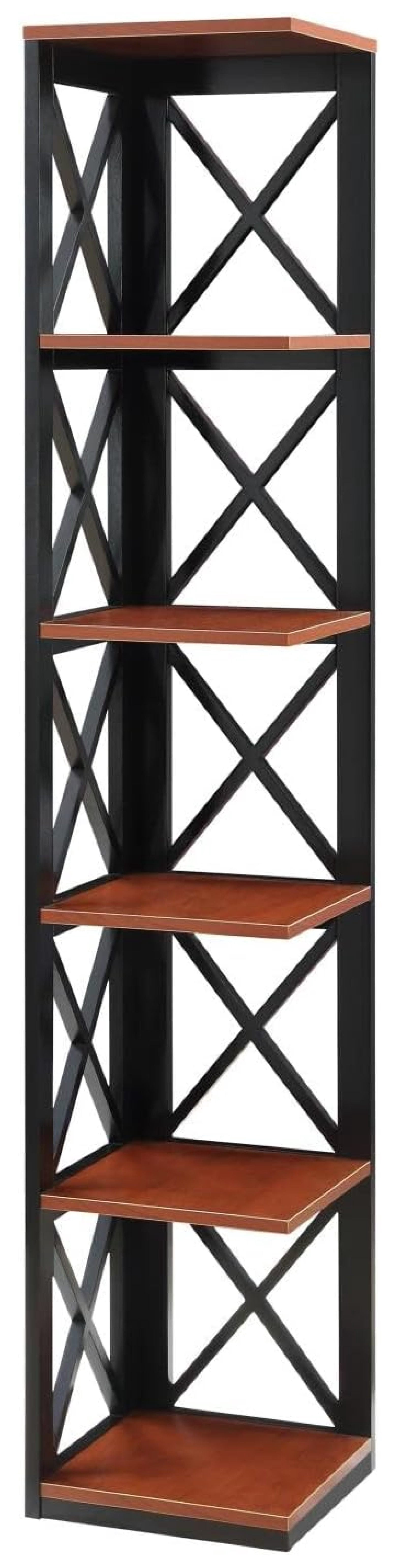 5 Tier Corner Bookcase, Cherry / Black - Walmart.com