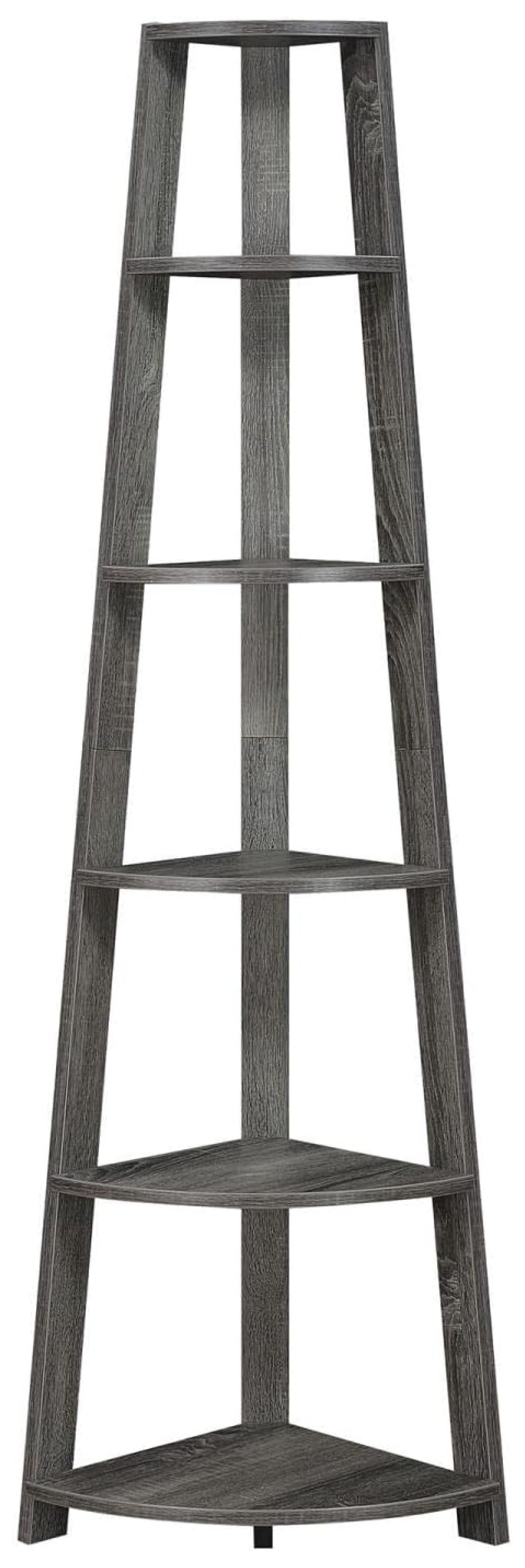 5 Tier Corner Bookcase, Weathered Gray - Walmart.com