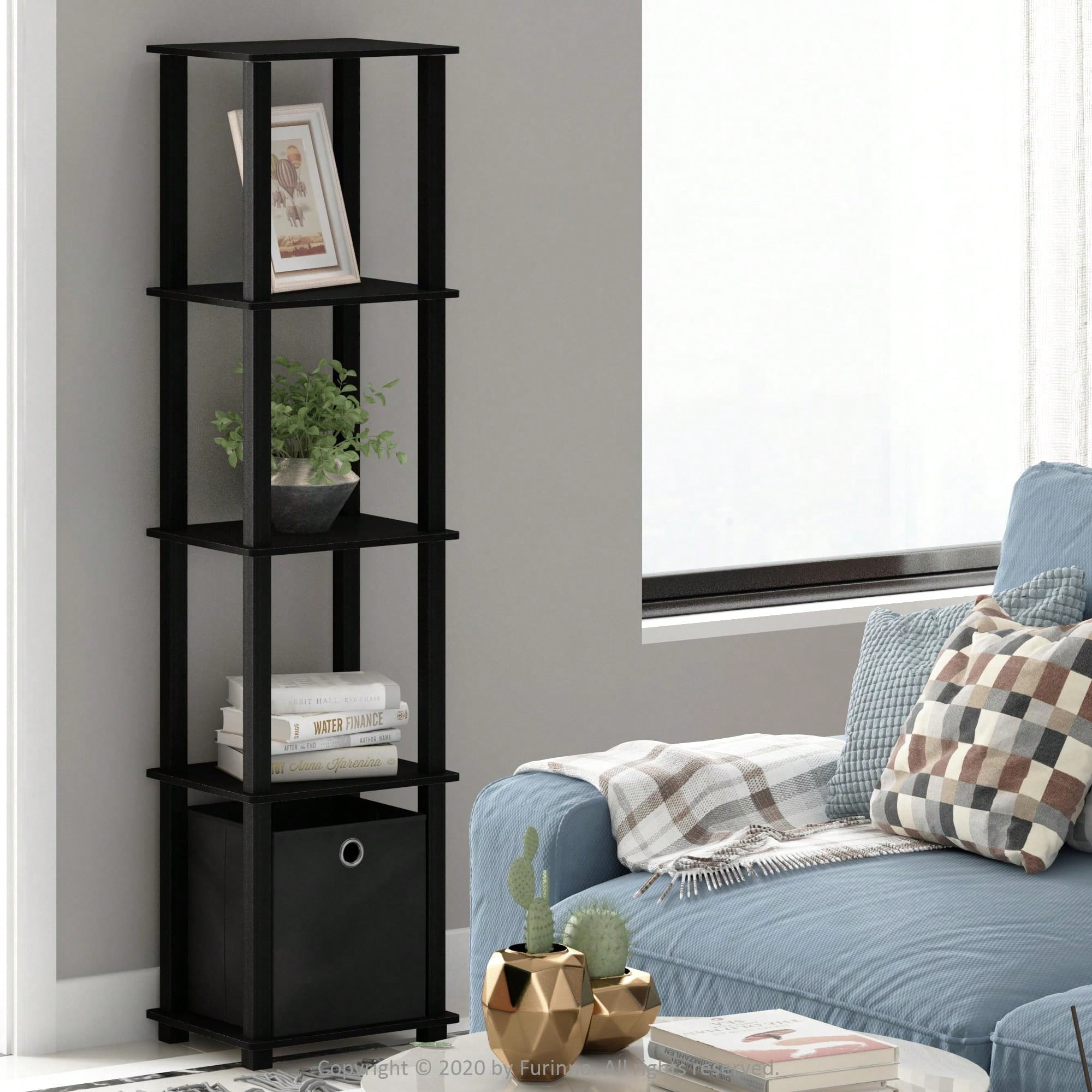 5-Tier Corner Display Shelf with Fabric Bin – No Tools Assembly, Small ...