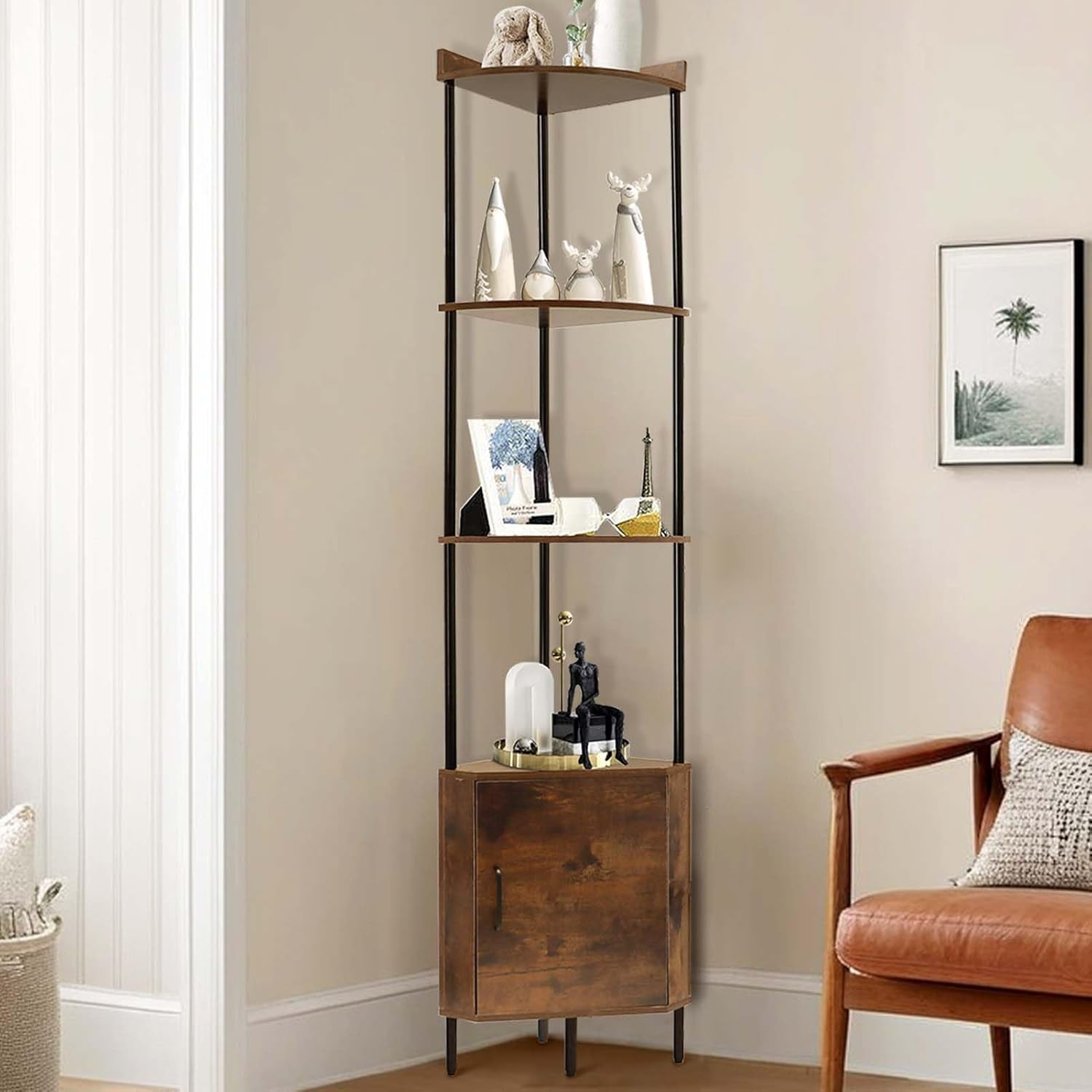 5 Tier Corner Shelf,Industrial 65" Corner Shelves Display Shelf for ...