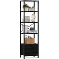 5-Tier Corner Shelf, Narrow Bookshelf with 2 Storage Drawers, 65.16 ...