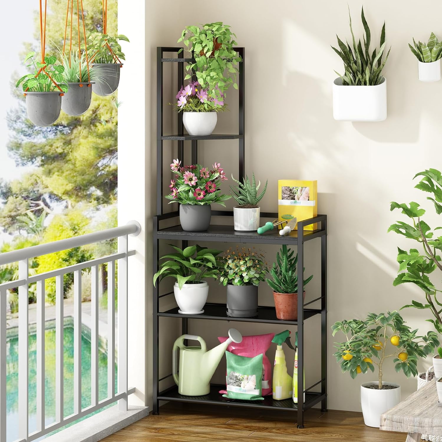 5 Tier Corner Shelf Stand, Freestanding Corner Shelf Unit Bookshelf ...