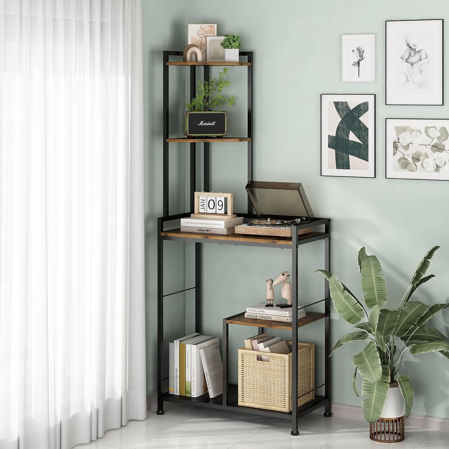 5 Tier Corner Shelf Stand, Freestanding Corner Shelf Unit Bookshelf ...