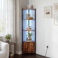 5-Tier Corner Shelf Stand with LED Lights, 58”Tall Metal Frame Narrow ...