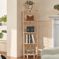 5-Tier Corner Shelf with Sturdy 5-Leg Base, Wooden Corner Bookshelf for ...