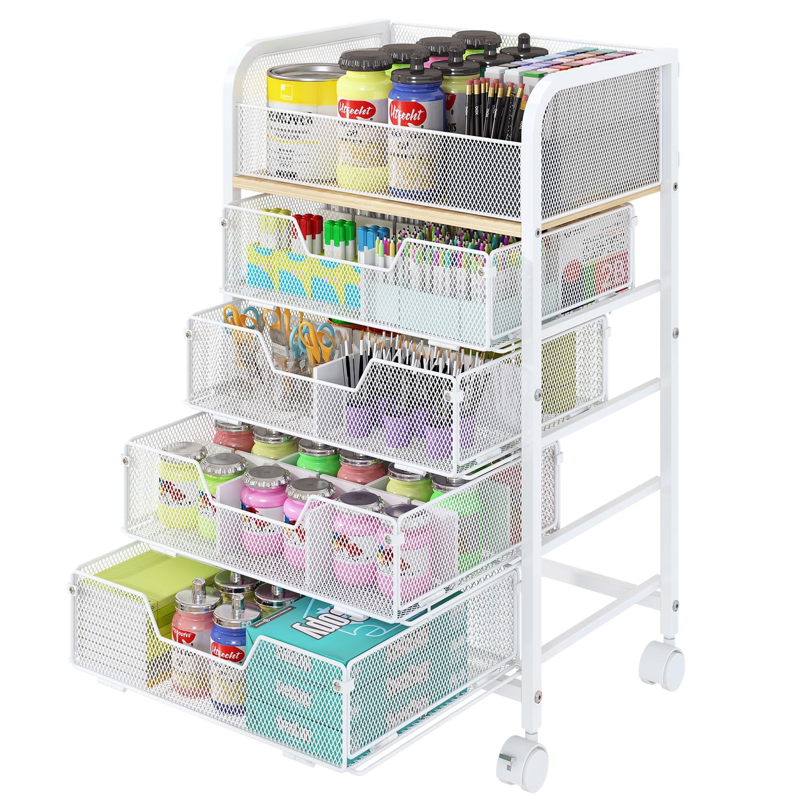 5-Tier Craft Organizer Cart with Wheels,Craft Organizers and with ...