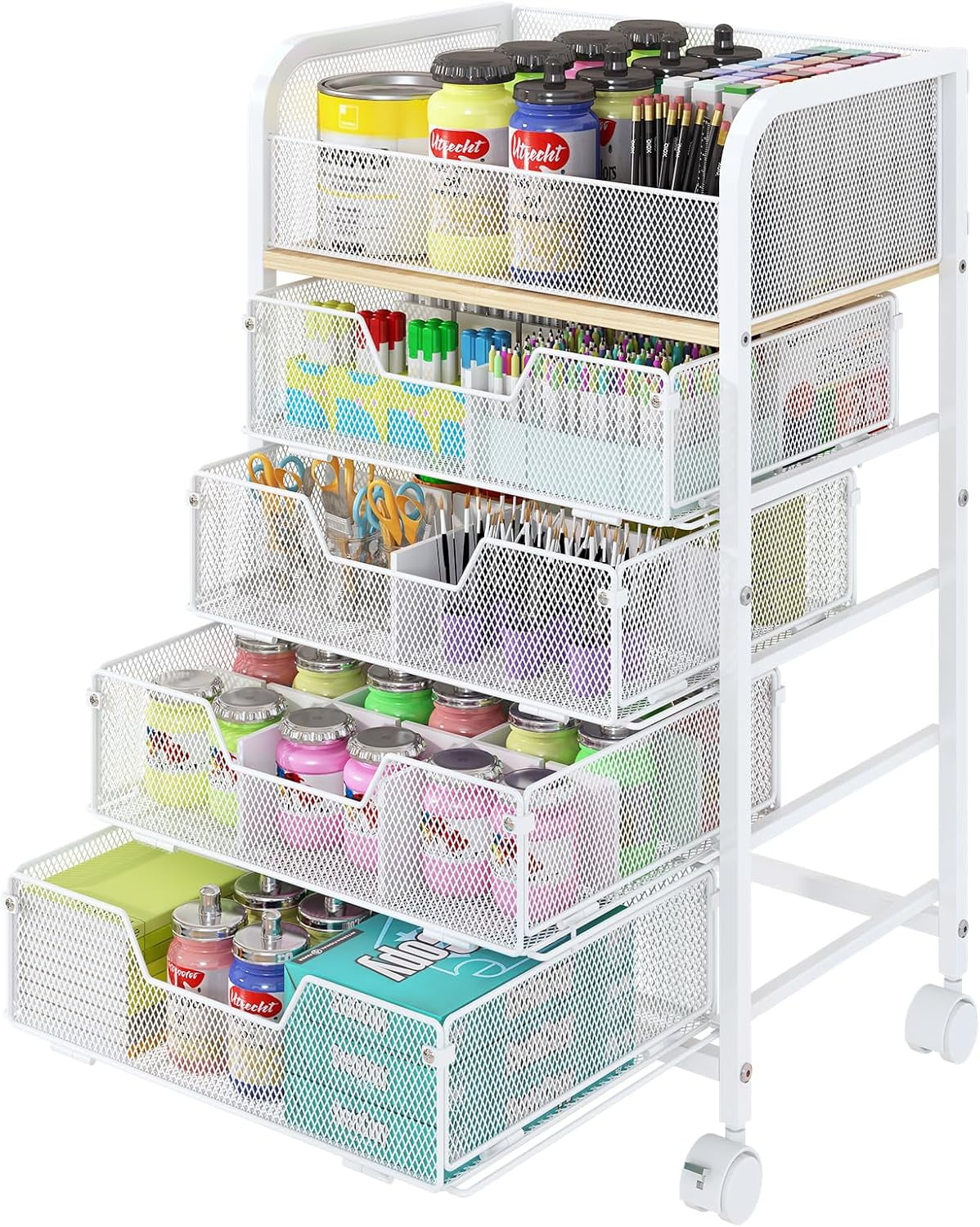 5-Tier Craft Organizer Cart with Wheels,Craft Organizers and Storage ...