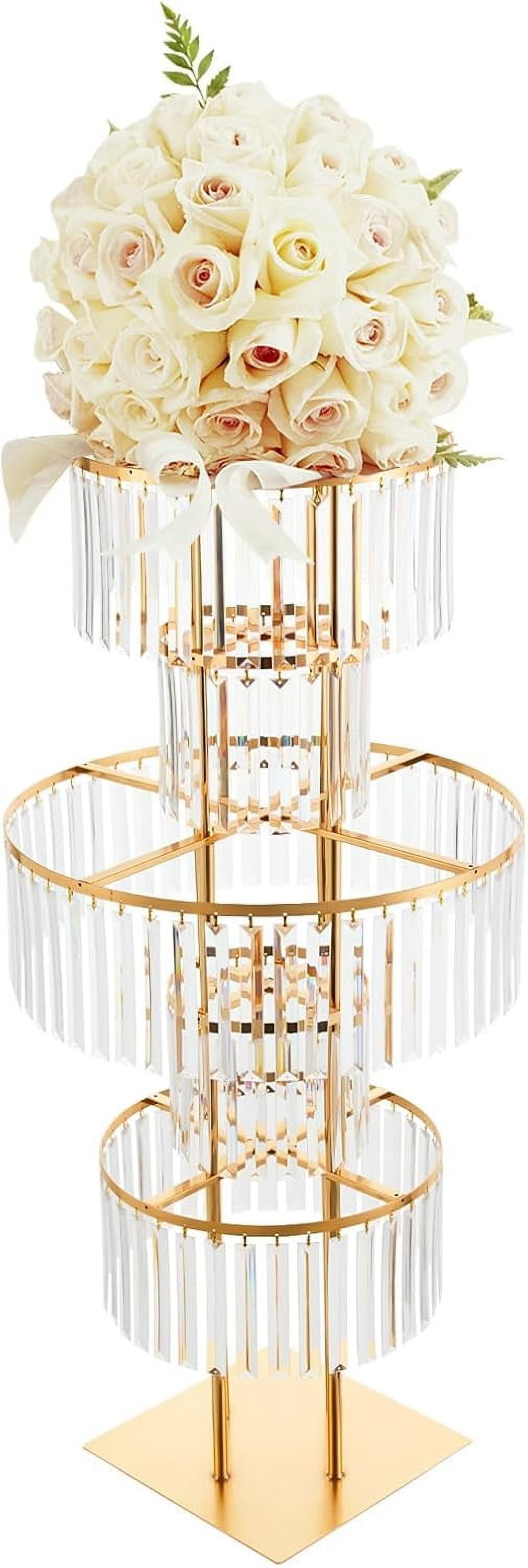 5-Tier Crystal Flower Stand Wedding Centerpieces, Gold Vases with ...