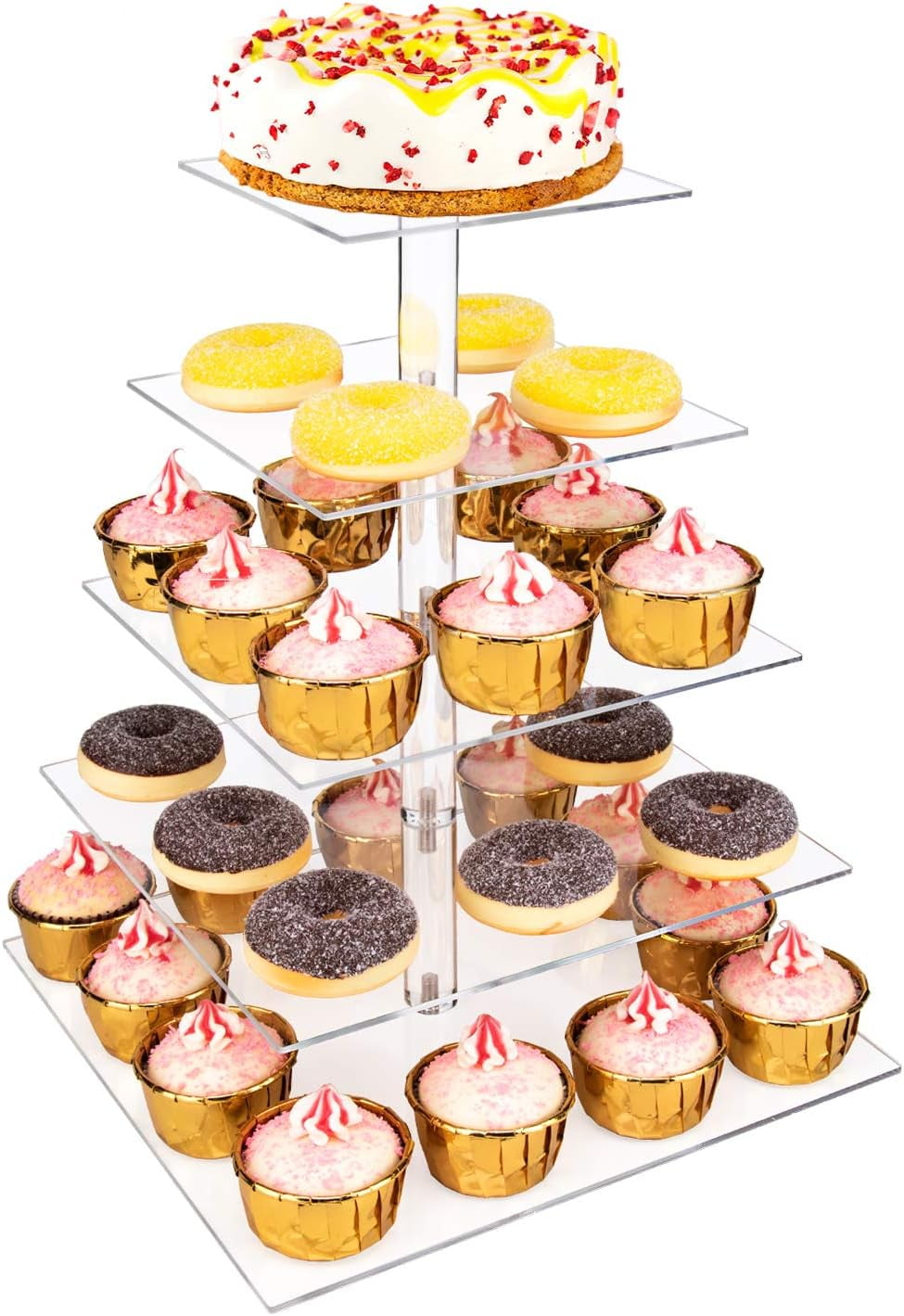 5 Tier Cupcake Stand, Acrylic Cupcake Display Stand, Clear Cupcake ...