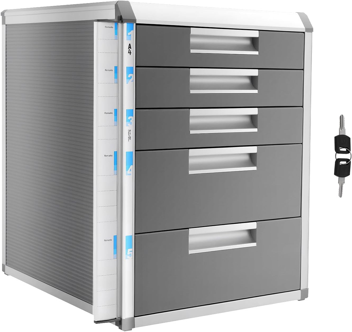 5 Tier Desktop Drawer Organizer Aluminum Alloy File Organizer with Lock ...