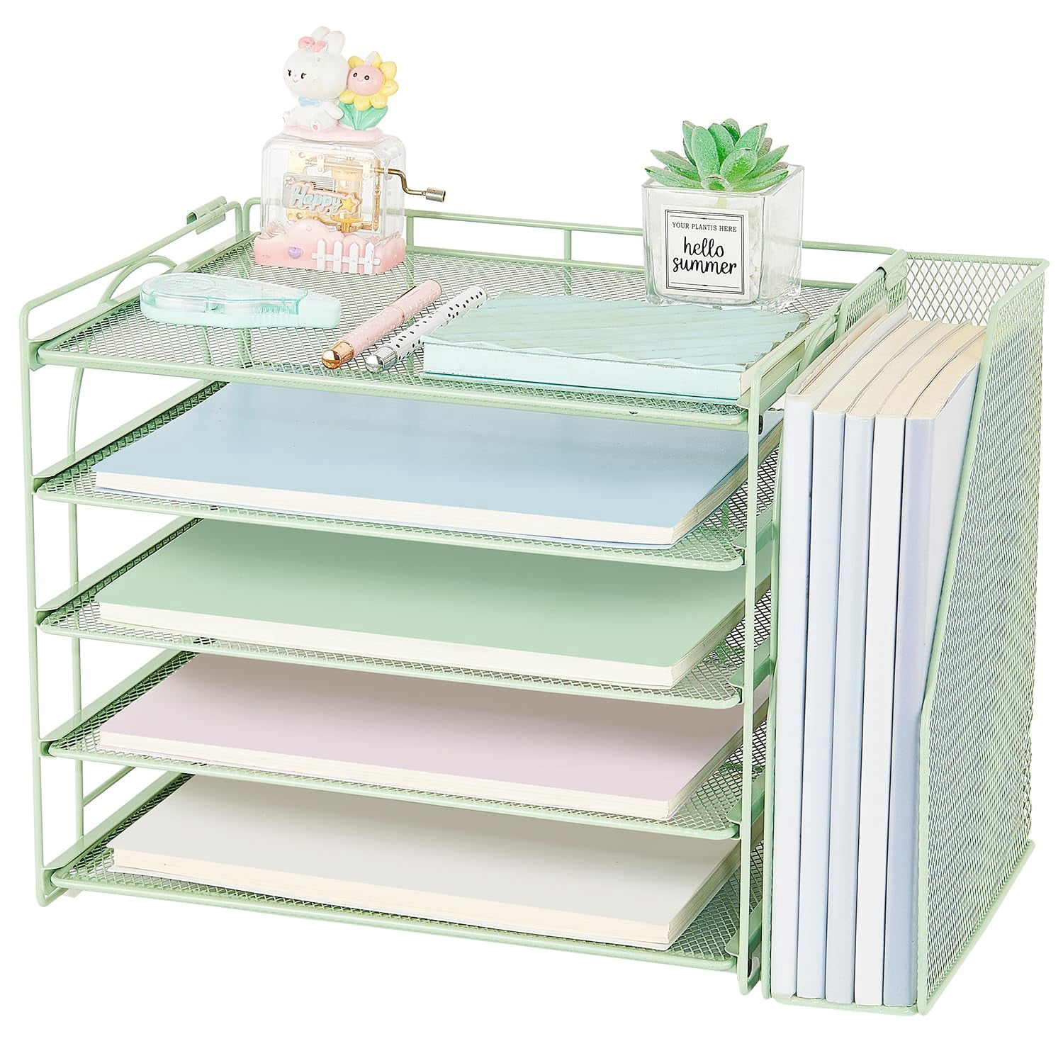 5-Tier Desktop File Organizer with Removable Holder, Desk Accessories ...