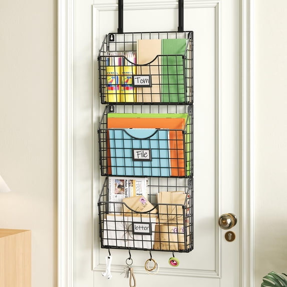 5-Tier Over the Door File Organizer, Stackable Hanging Wall Files Rack ...