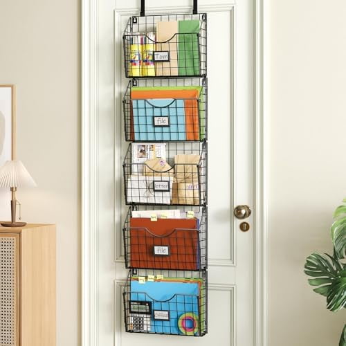 5-Tier Over the Door File Organizer, Stackable Hanging Wall Files Rack ...