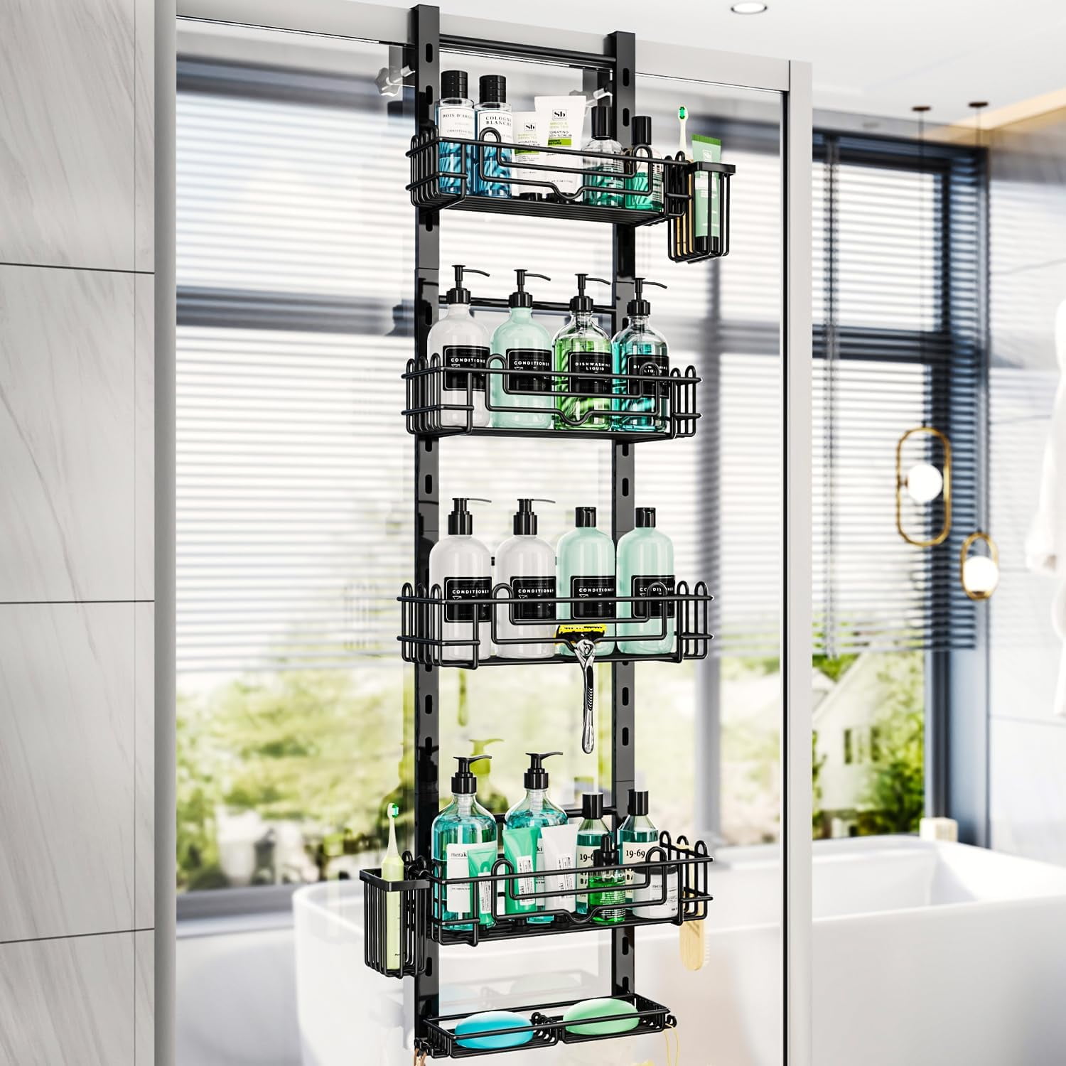 5-Tier over the Door Modular Showers Caddy with 28 Holes and Two Dental ...