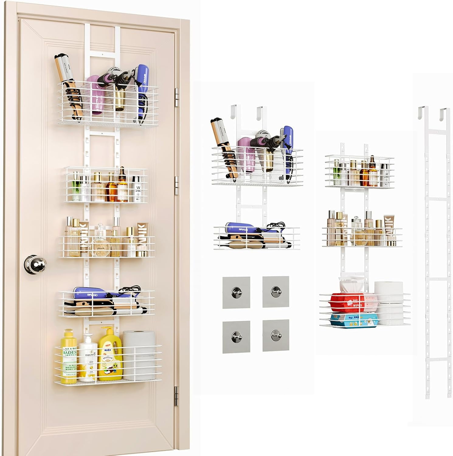 5-Tier Over The Door Organizer Bathroom Shelves Hair Tool Organizer ...