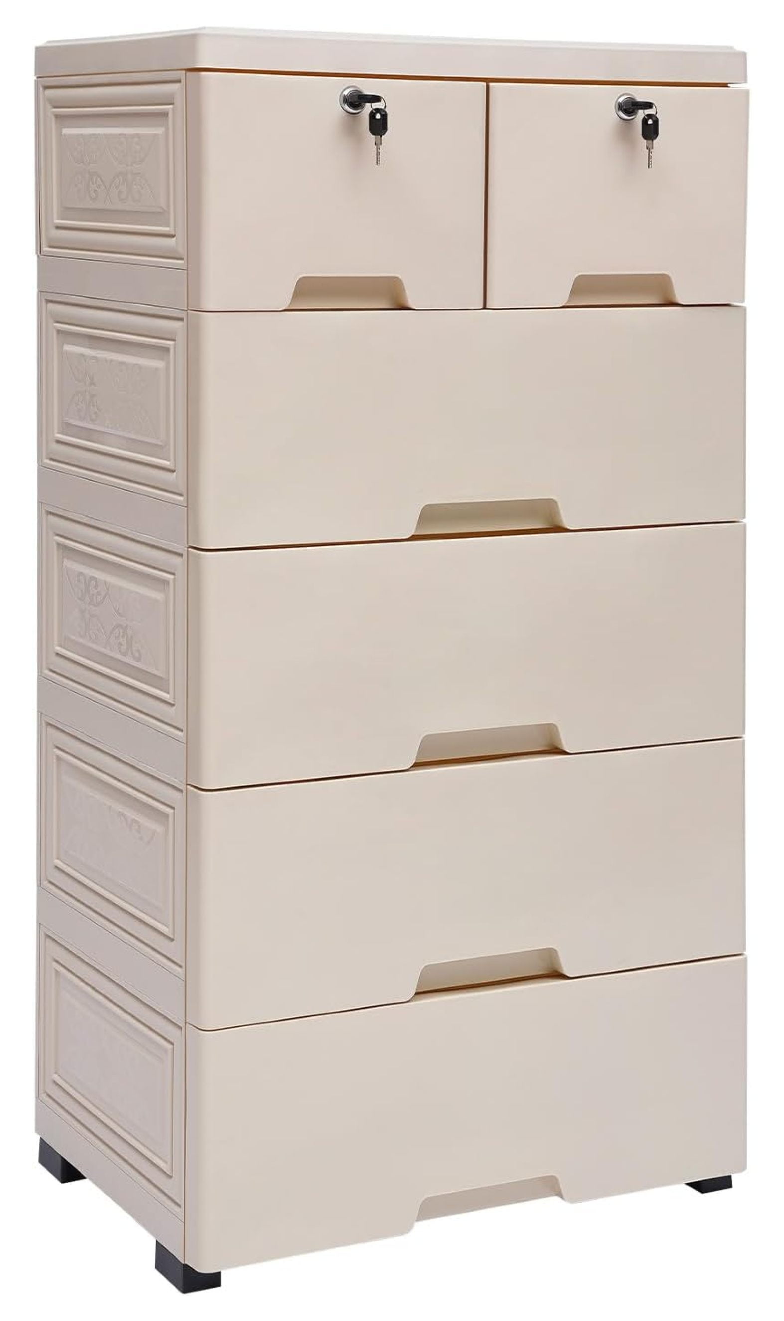 5 Tier Drawers, Plastic Drawers Storage Cabinet Stackable Multifunction ...