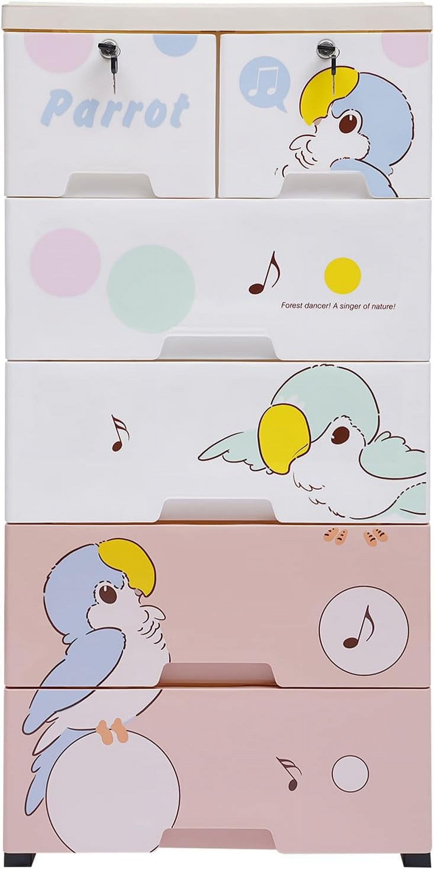 5 Tier Dresser with 5 Drawers Morandi Clothes Storage with Wheels and ...