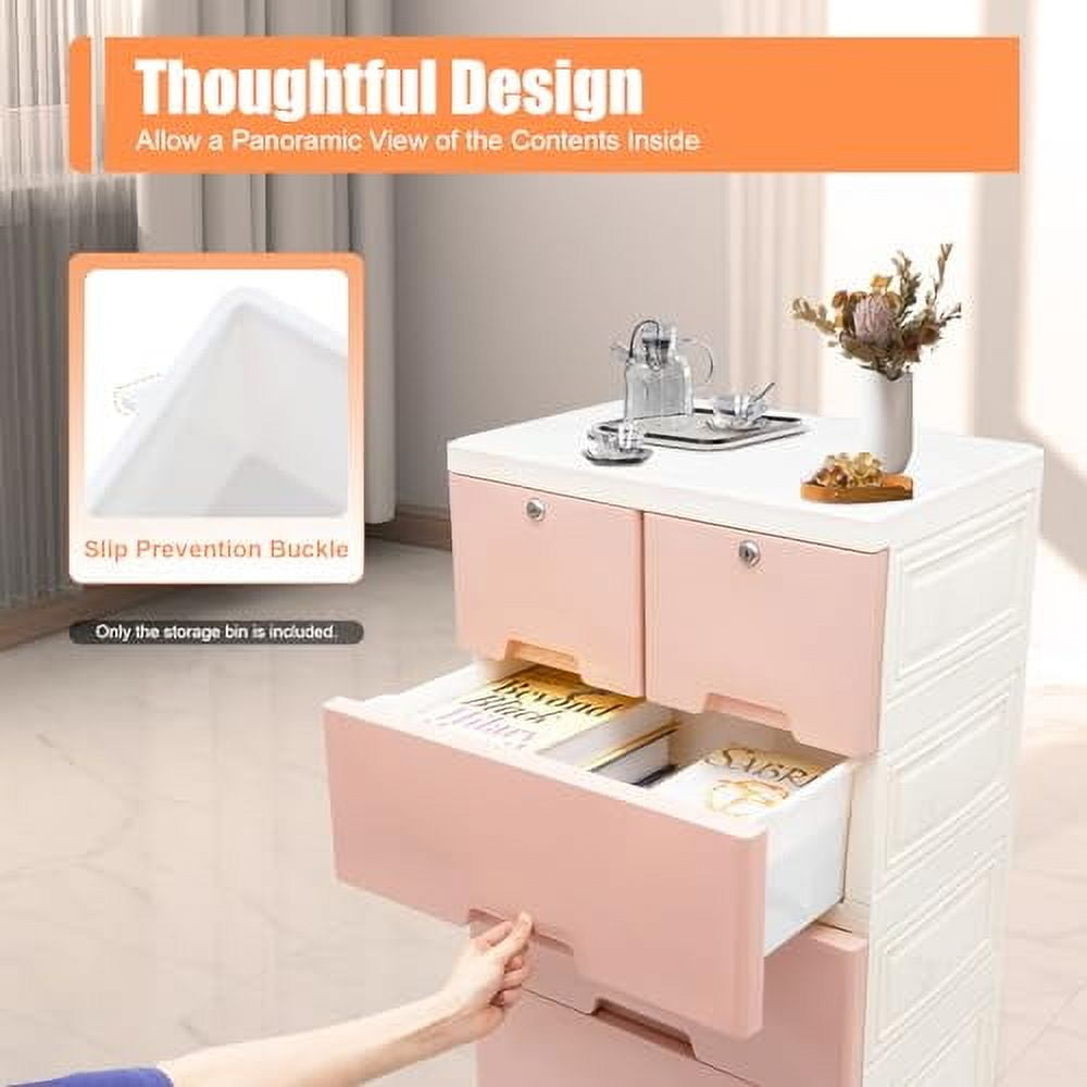 5 Tier Dresser with 6 Drawers, Clothes Storage Organizer with Locks and ...