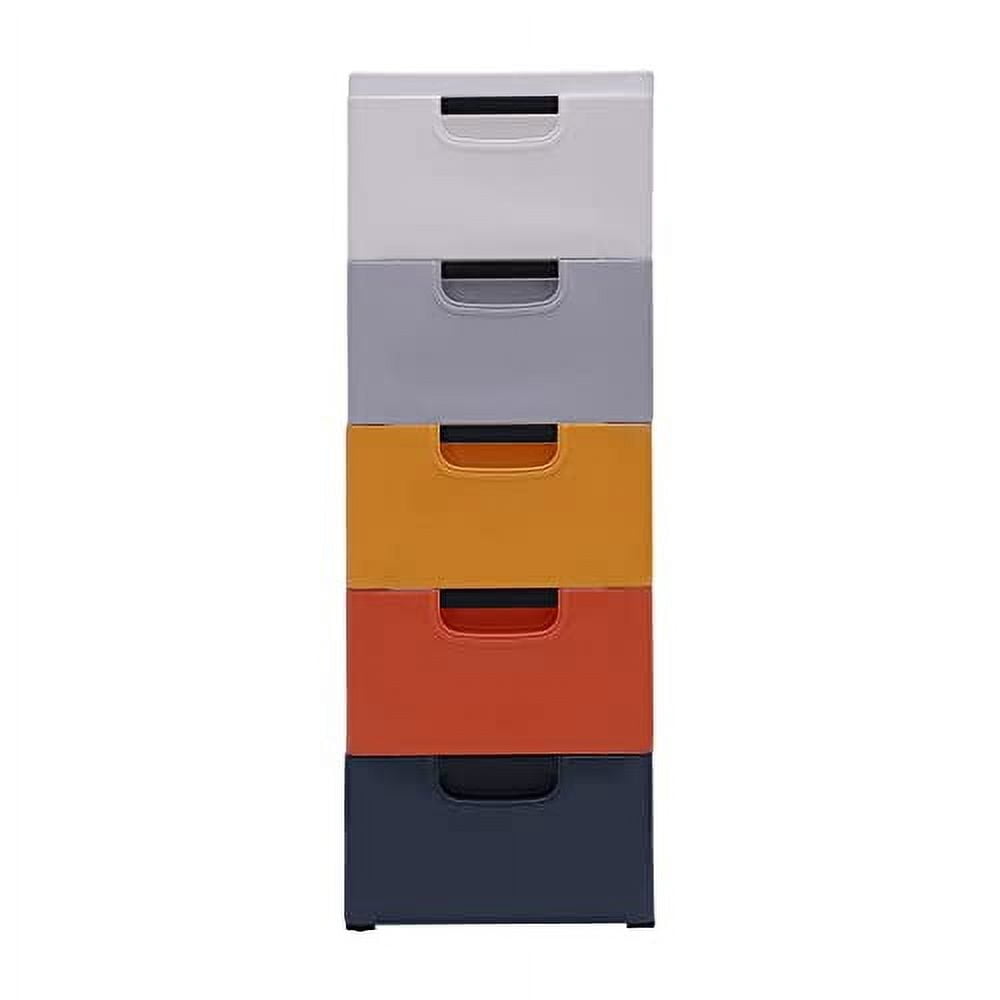 5 Tier Dresser w/ 5 Drawers, Clothes Storage with Wheels Stackable ...
