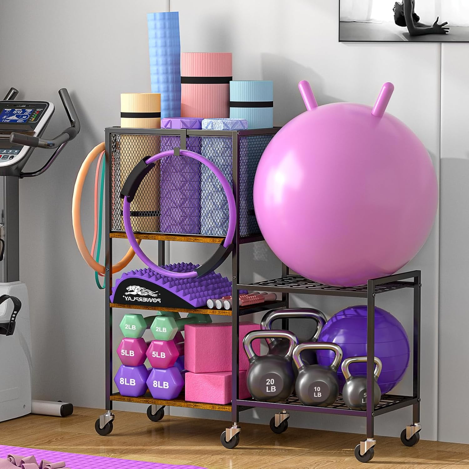 5 Tier Dumbbell Rack, Yoga Mat Storage Holder, Home Gym Storage Rack ...