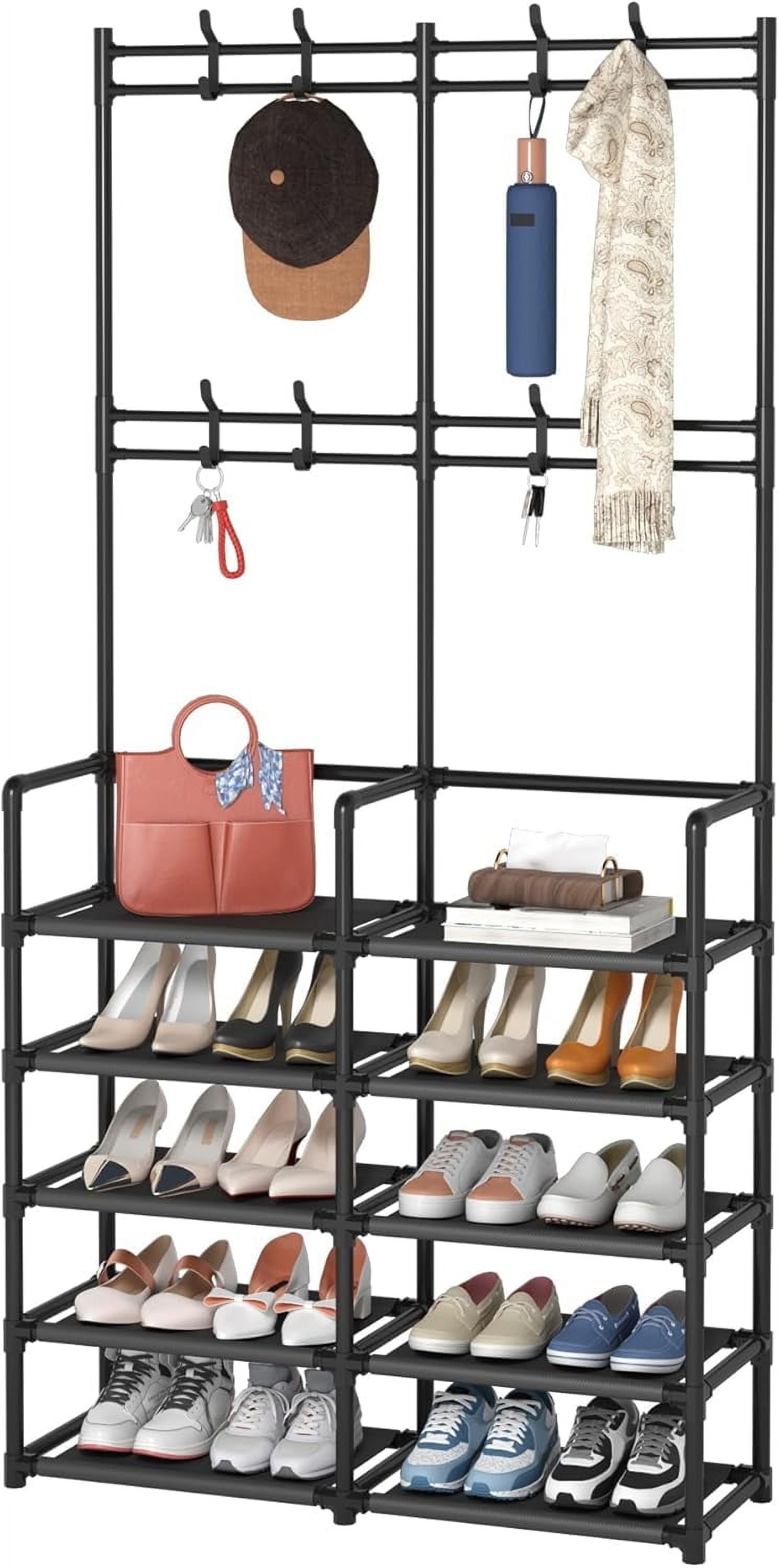 5-Tier Entryway Coat Rack, Coat and Shoe Rack, Entryway Bench Storage ...
