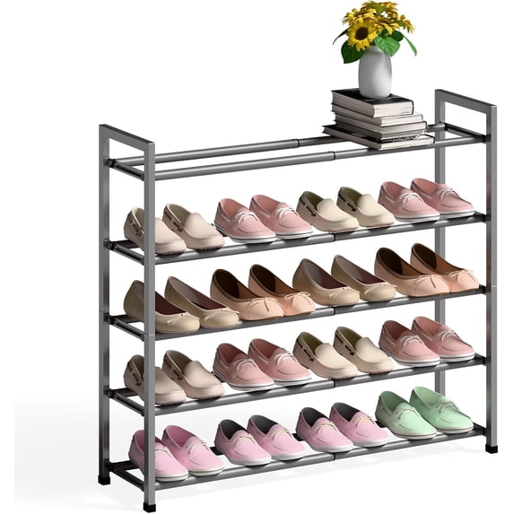 5-Tier Expandable Shoe Rack for Closet, 18“-33” Adjustable Shoe Rack ...
