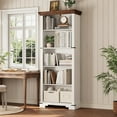5-Tier Farmhouse Bookshelf, 61.1 inch Tall Bookcase with Storage ...