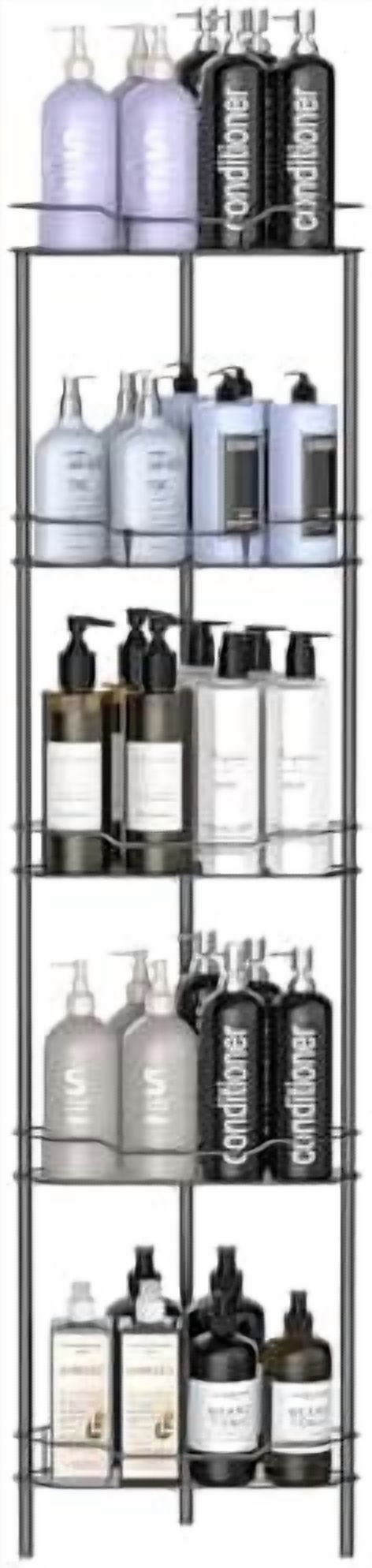 5 Tier Floor Standing Corner Shower Caddy Organizer Shelf with Hooks ...