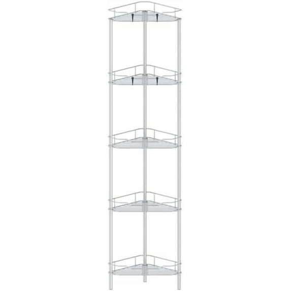 5 Tier Floor Standing Corner Shower Caddy Organizer Shelf with Hooks ...