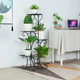 5-Tier Flower Pot Rack Balcony Garden Metal Flower Plant Shelf Decor ...