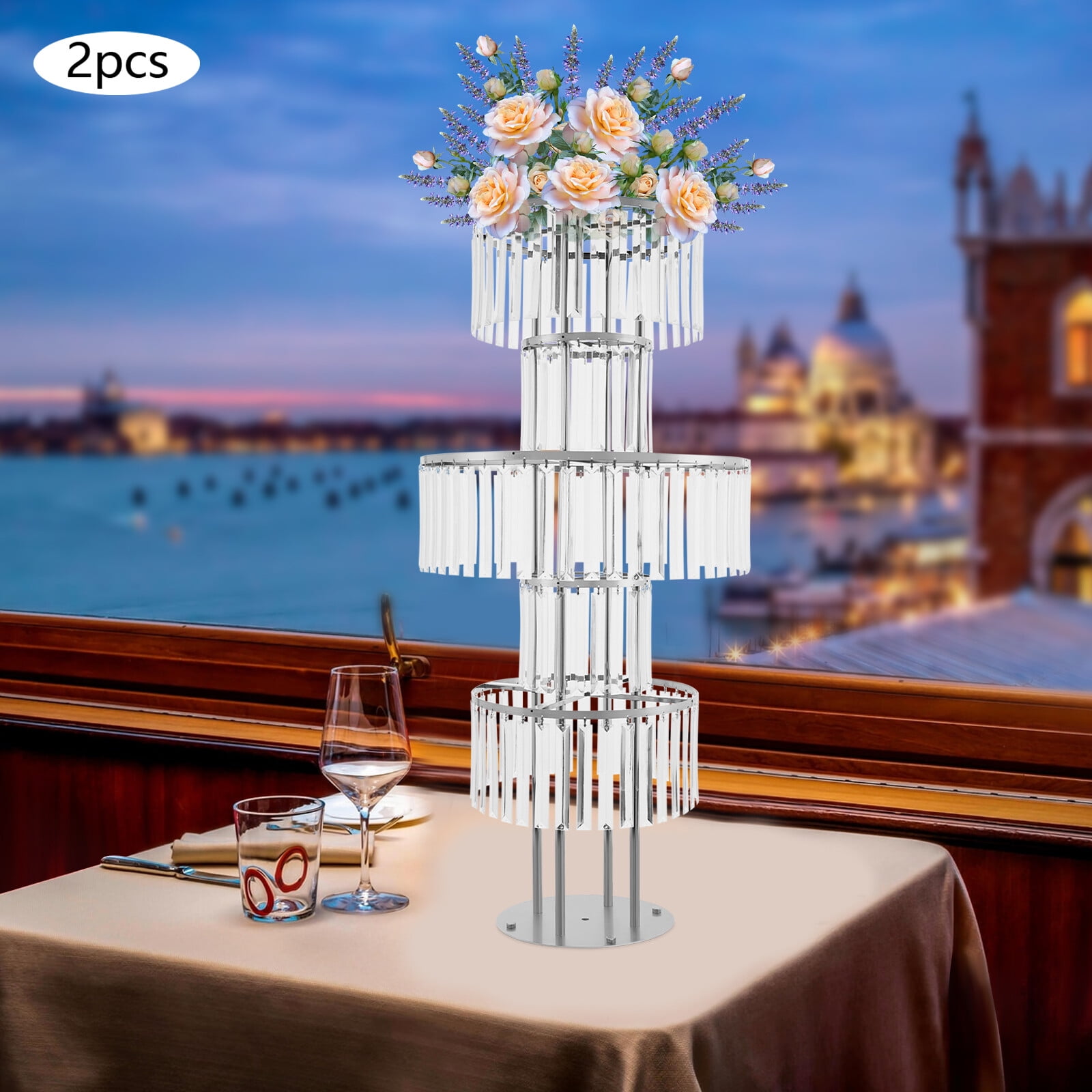 Modern Flower Stand Set, Acrylic Pendants on Iron Construction, 110cm ...