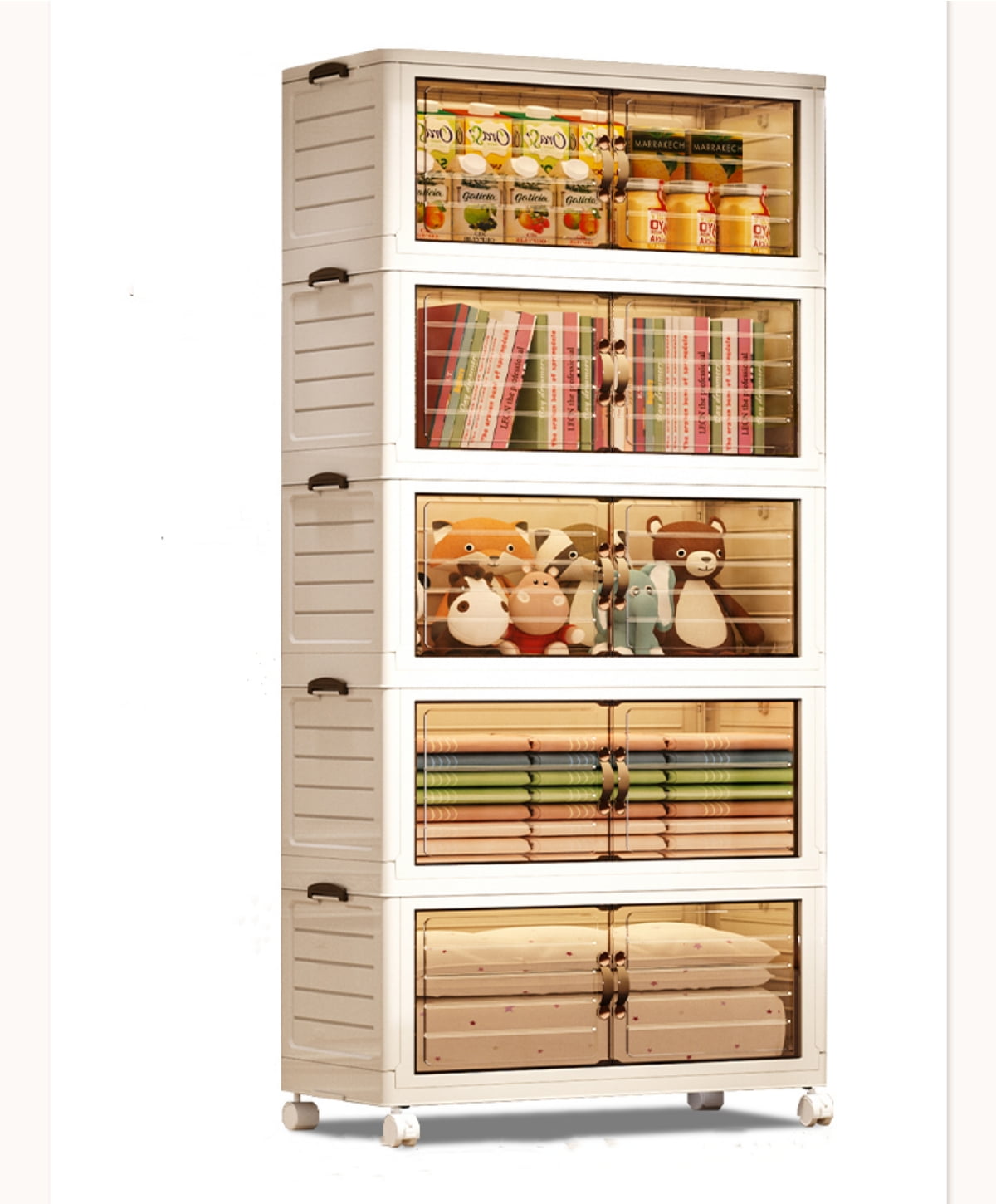 5 Tier Foldable Storage Bin with Magnetic Doors | 55QT Collapsible ...