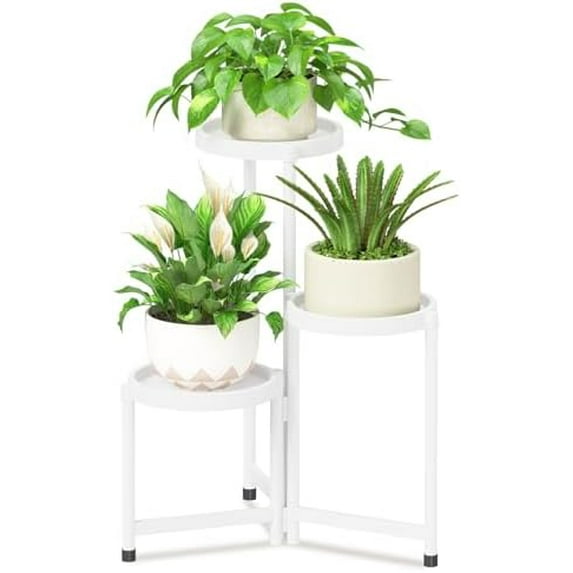 5 Tier Folding Plant Stand Indoor Outdoor with Plastic Tray, Tiered ...