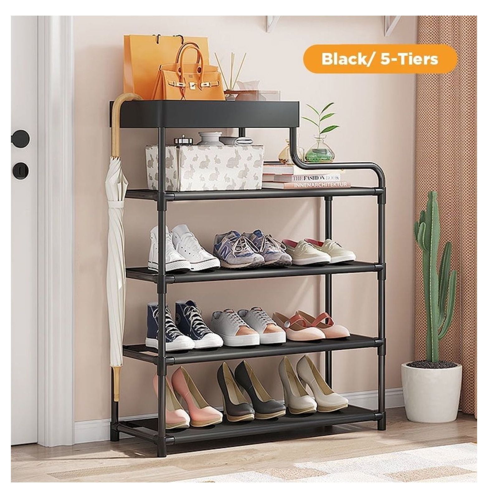 5-Tier Free Standing Shoe Rack, 30.9 Inches Shoe Shelf, Entryway Shoe ...