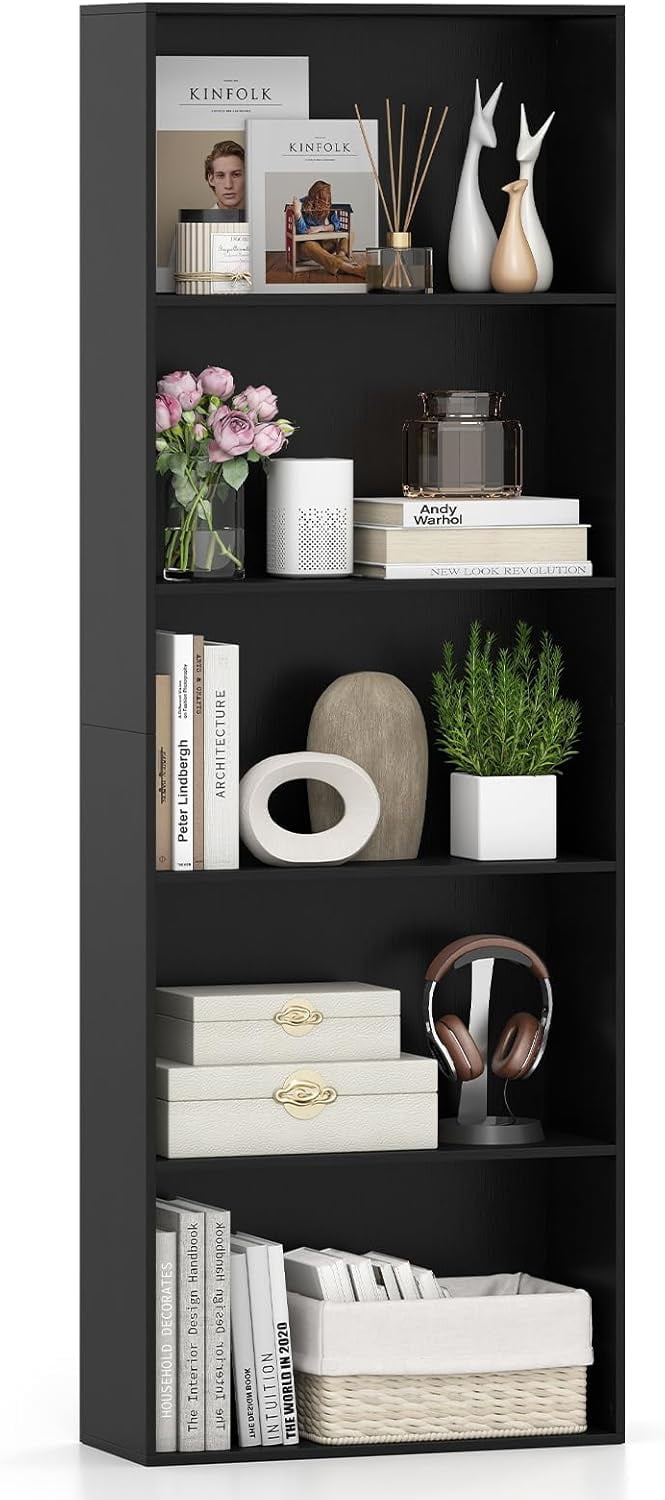 5-Tier Freestanding Bookshelf, Modern Open Shelf Bookcase and Display ...