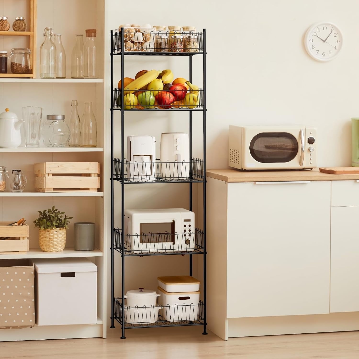 5-Tier Freestanding Water Bottle Storage Rack, Metal Drink & Can ...