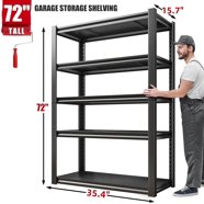 "Heavy Duty Storage Shelves, 5 Tier Metal Rack, 2000Lbs, 36""W x 72""H ...