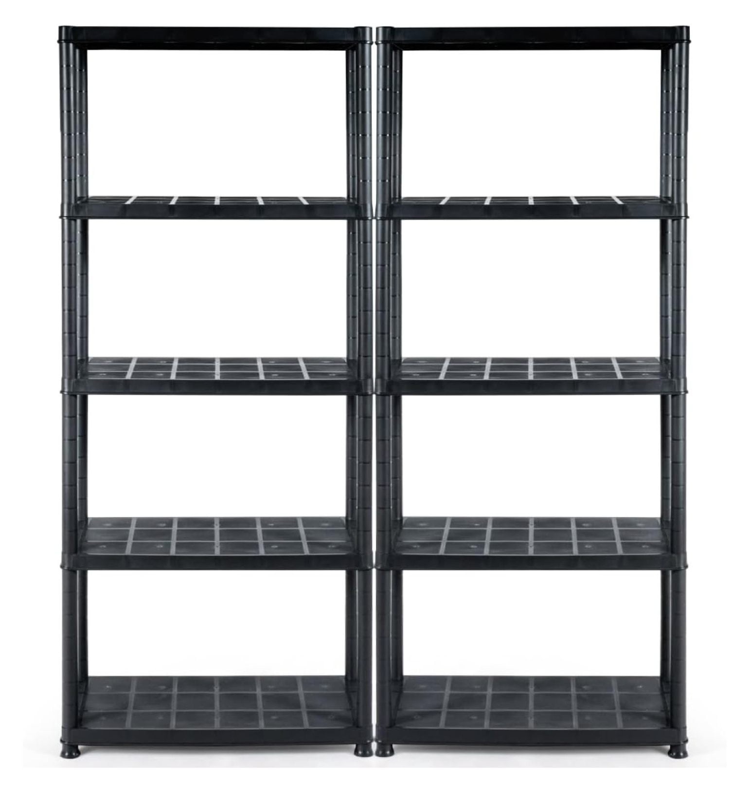 5-Tier Garage Shelving Unit, Plastic Storage Rack with 4 Wall Brackets ...