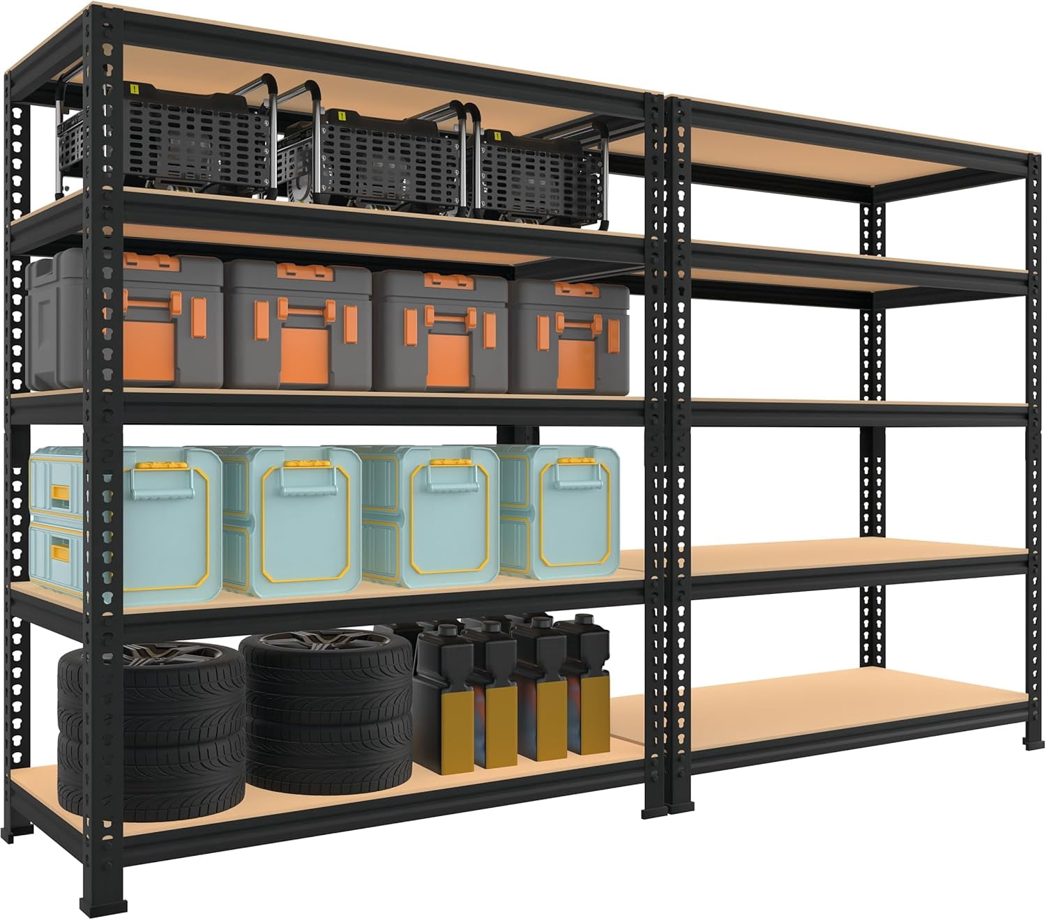 5 Tier Garage Storage Shelves - 28" W x 12" D x 60" H Heavy Duty ...