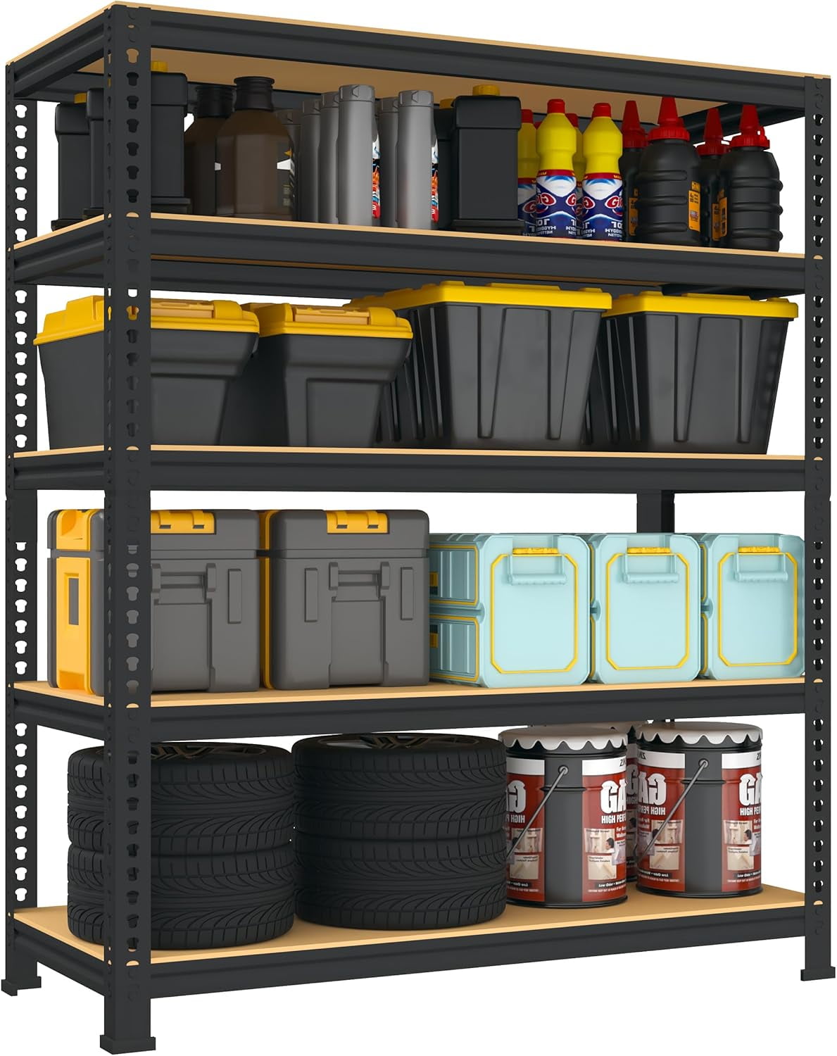 5 Tier Garage Storage Shelves - 32" W x 16" D x 63" H Heavy Duty ...