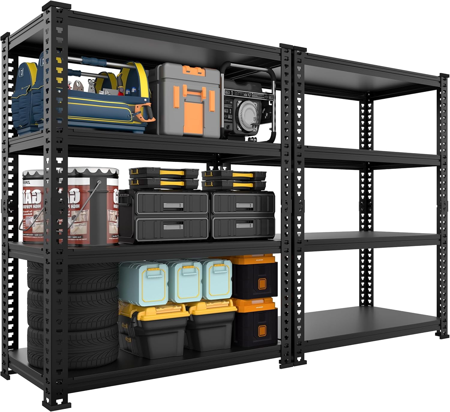 5 Tier Garage Storage Shelves - Adjustable Heavy Duty Metal Shelving ...