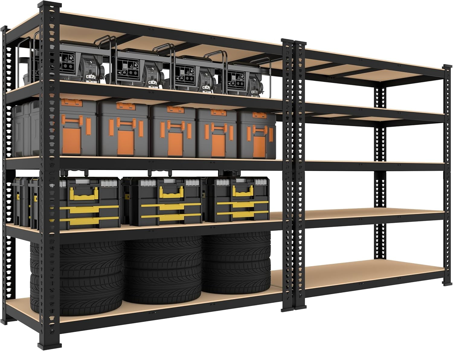 5 Tier Garage Storage Shelves - Adjustable Heavy Duty Metal Shelving ...