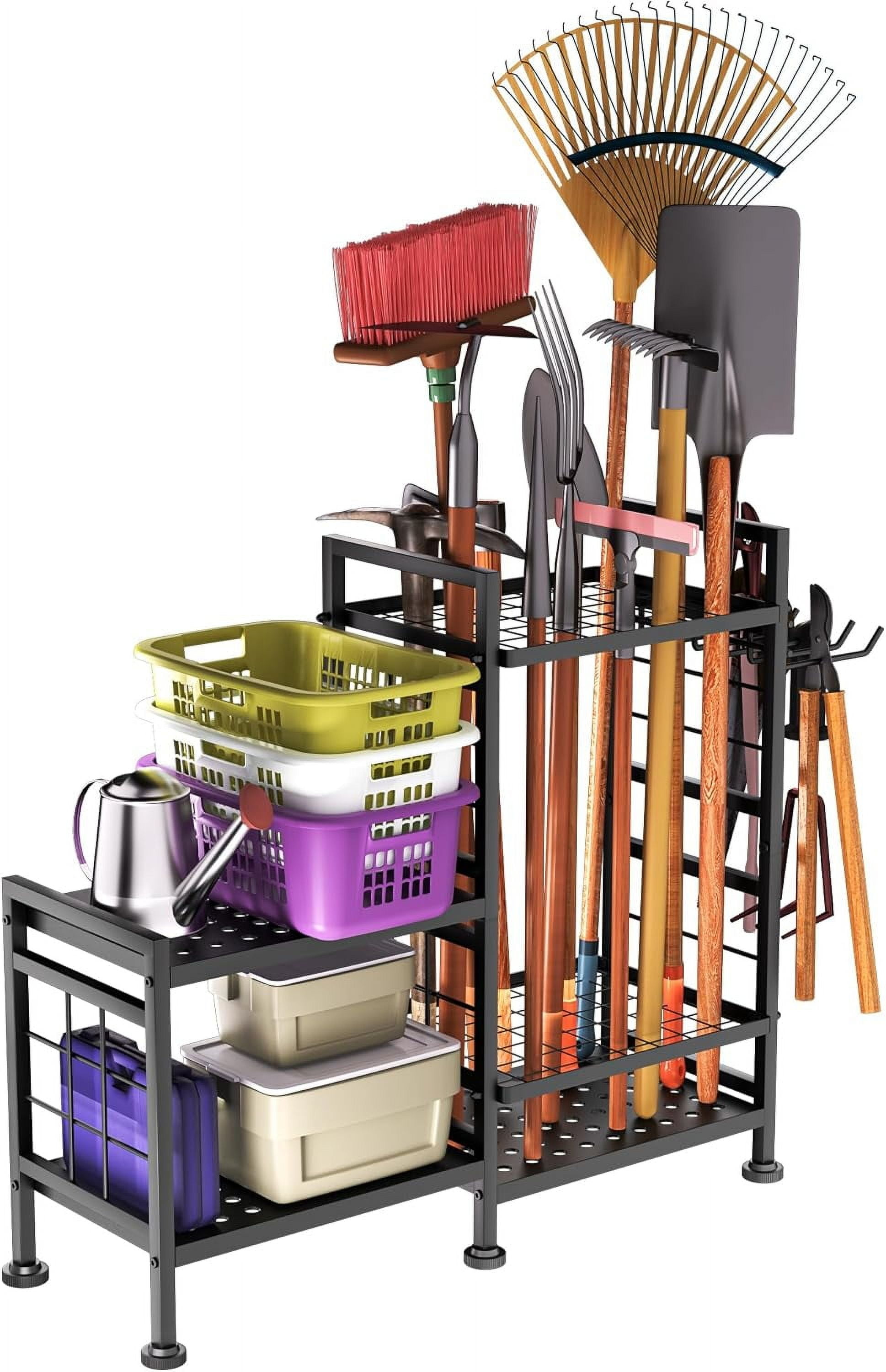 5 Tier Garden Tool Organizer, Metal Yard Tools Storage Rack, Garage ...