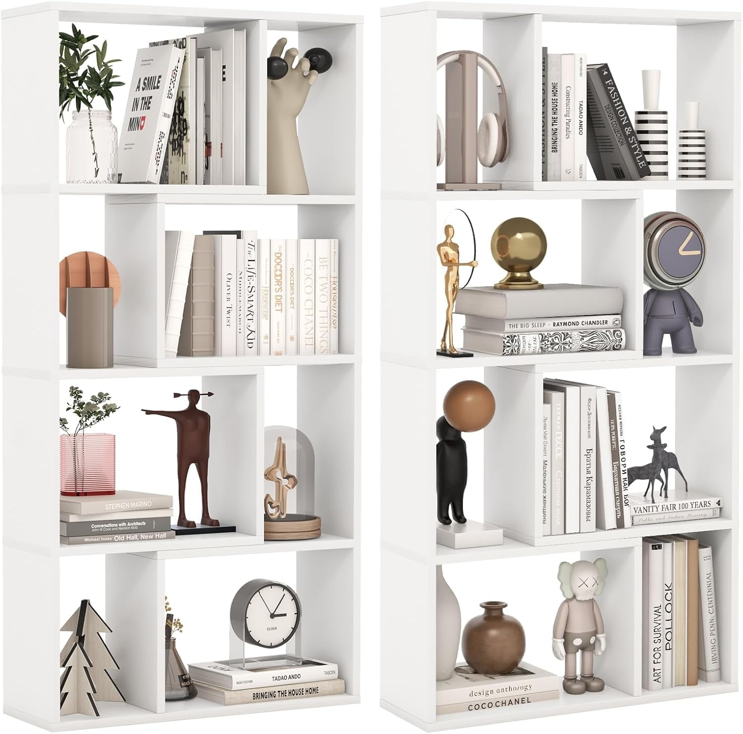 5 Tier Geometric Bookshelf 48\u201DH Freestanding 8-Cube Open Bookcase ...