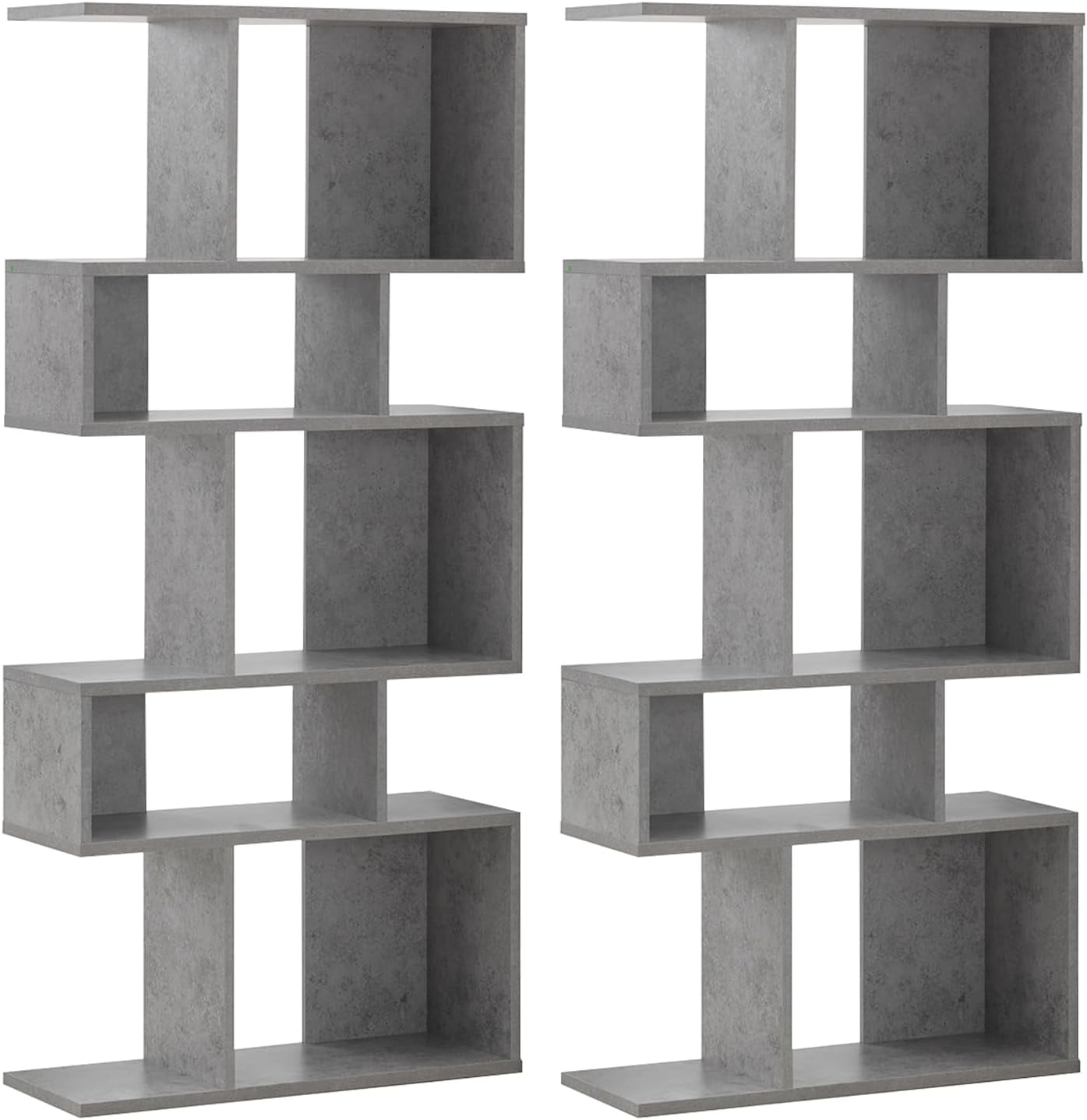 5-Tier Geometric Bookshelf Black 70'' Tall Wood Freestanding Decorative ...