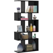 DIYART Oak 5-Tier Geometric Bookcase, S-Shaped Modern Bookshelf set of ...