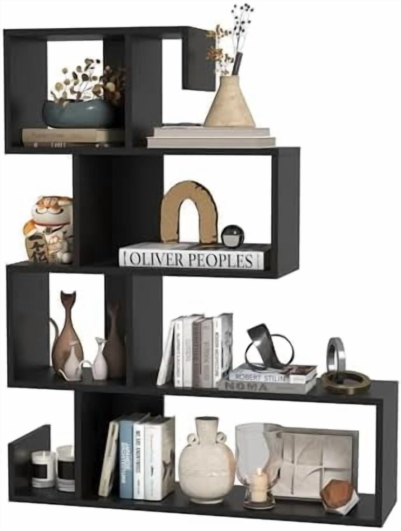 5 Tier Geometric Bookshelf, S-Shaped Z Shelf Bookshelves and Bookcases ...