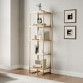5-Tier Glass Bookshelf, Tempered Glass Display Shelf, Modern Open Shelf ...
